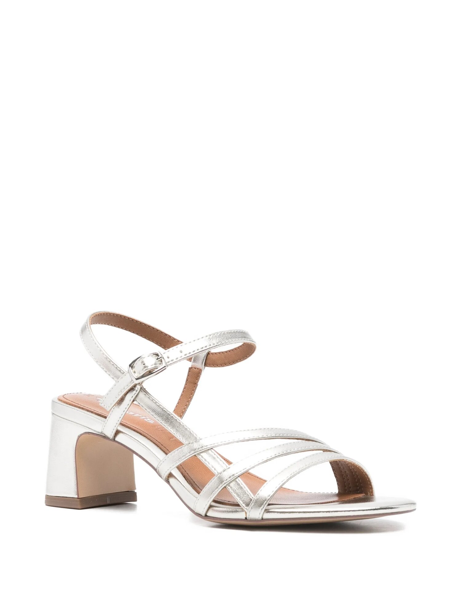 Босоножки Tamaris Metallic-effect sandals, размер 35 EU, серебристый/красный — фото 1