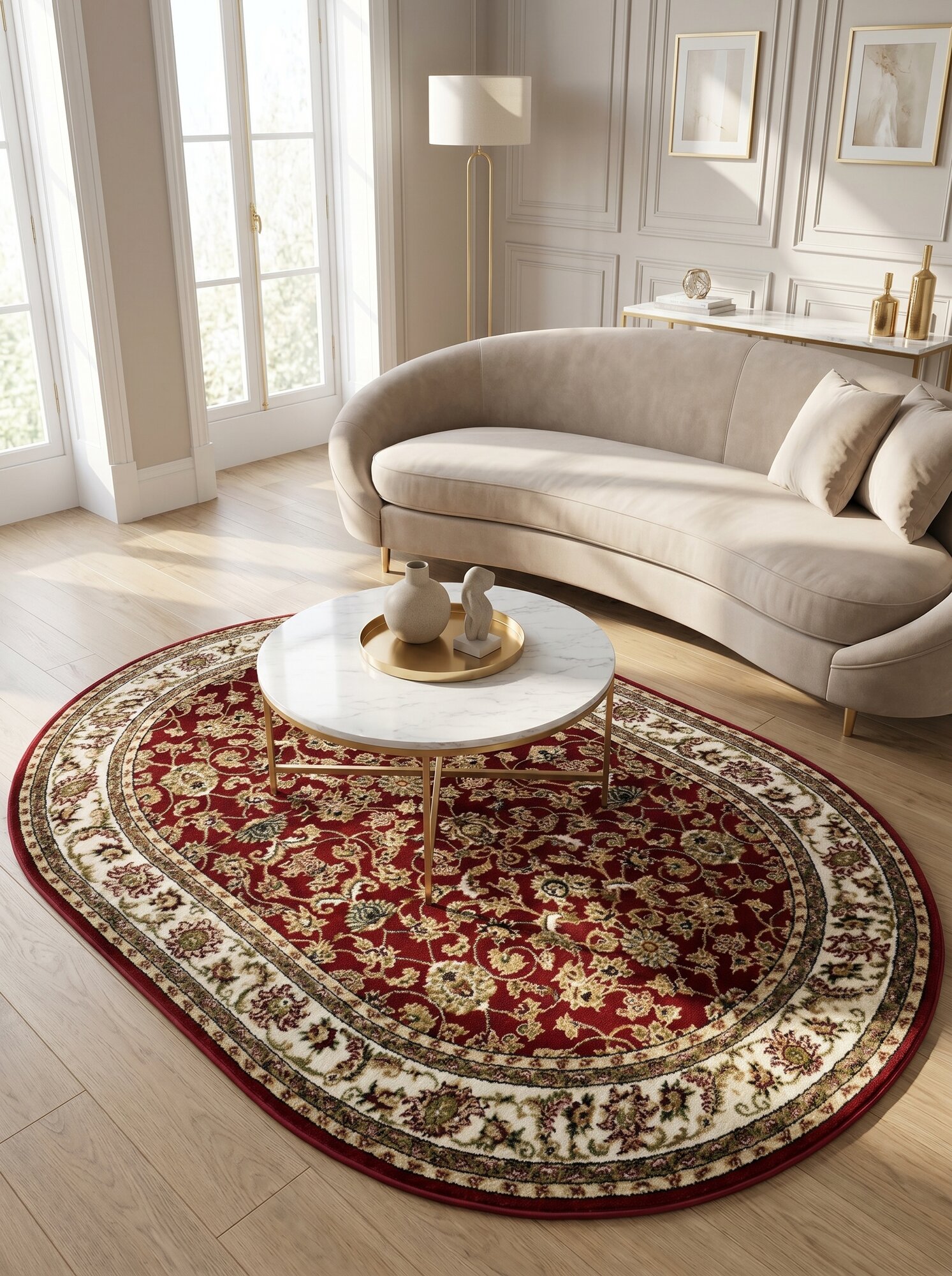 Овальный ковер CARPET_MANIA AQUAREL 150x230 см, палас для пола, красный 20624
