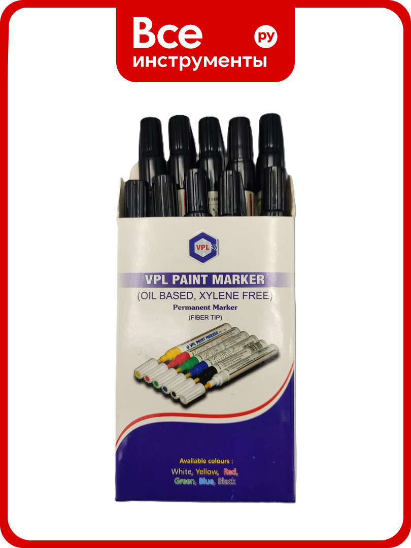 Маркер VPL по металлу и нержавеющей стали Paint Marker черный, упаковка 10 шт. VPLMT6000-BLK, из нержавеющей стали