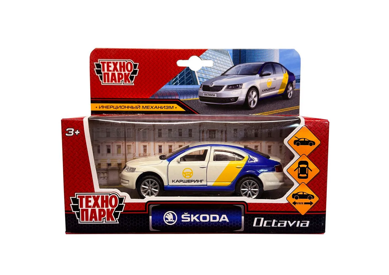 Модель машины Технопарк Skoda Octavia, Каршеринг, инерционная OCTAVIA-12DEL-WH