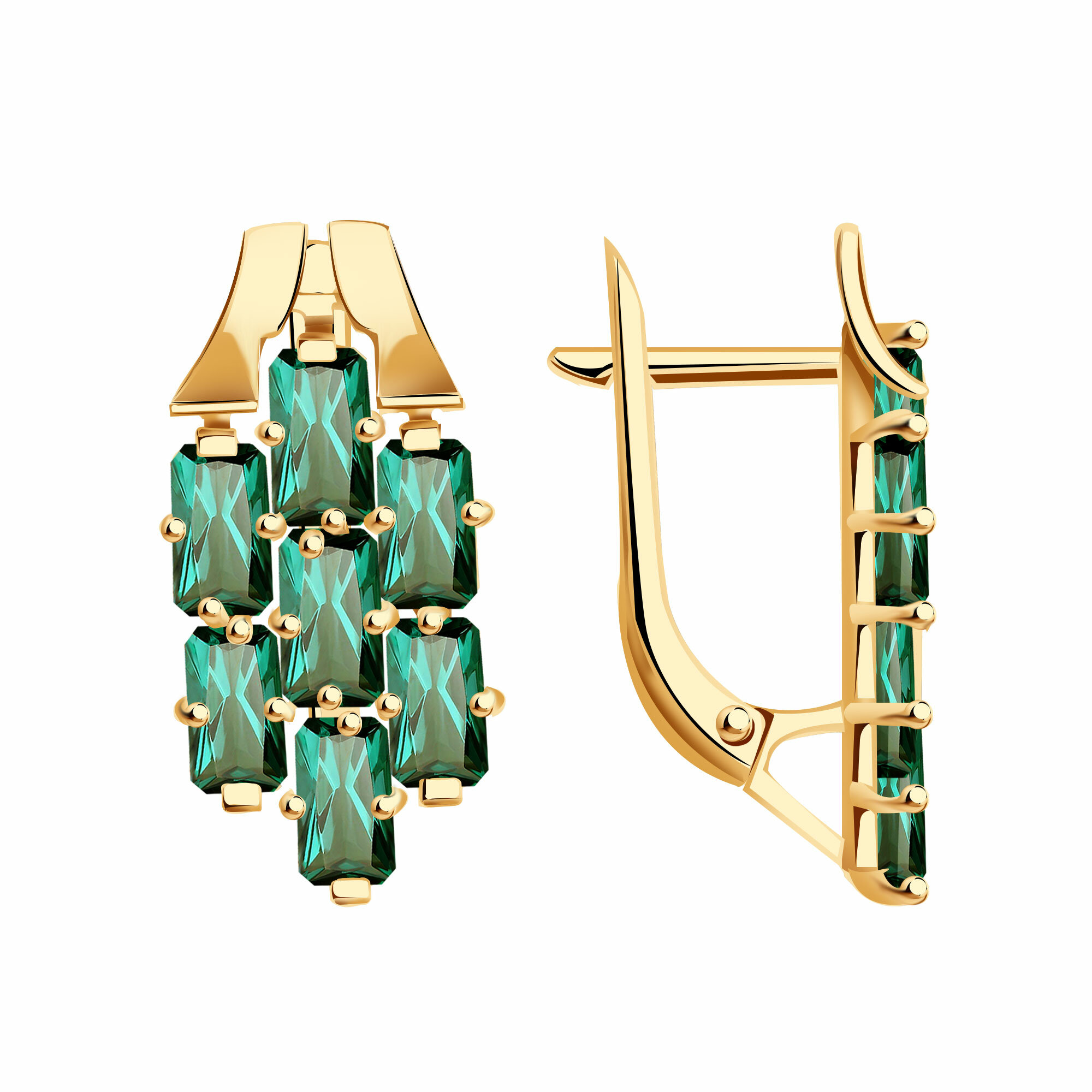 Серьги, красное золото, 585 проба, турмалин