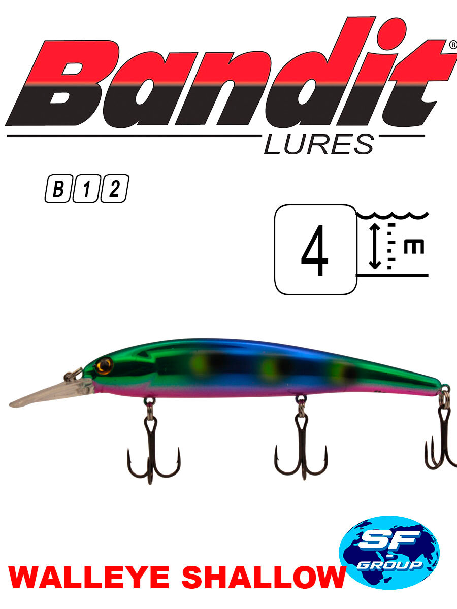 Воблер Bandit Walleye Shallow 12 см 17,5 гр заглубление 4м #B12