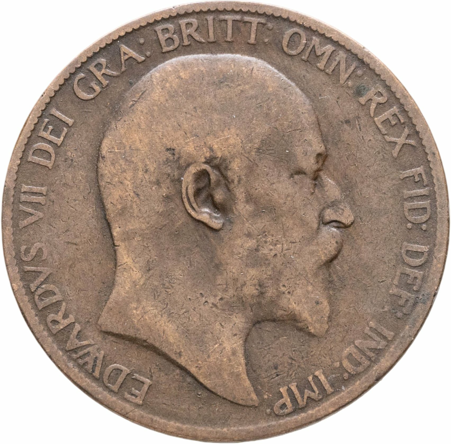 Великобритания 1 пенни penny 1905, Бронза, в сохранности F-VF