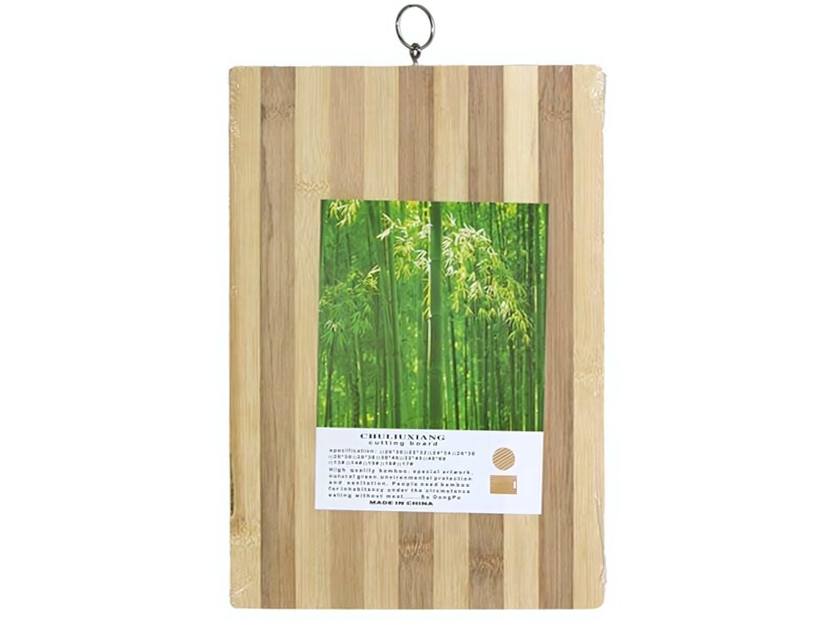 Доска разделочная бамбуковая 22×32×1,3см, полоска, скругленные края, для кухни