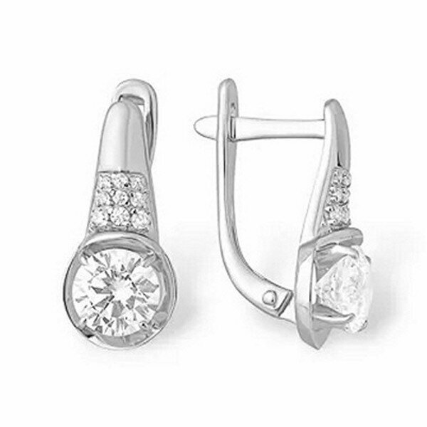 Серьги, серебро, 925 проба, фианит