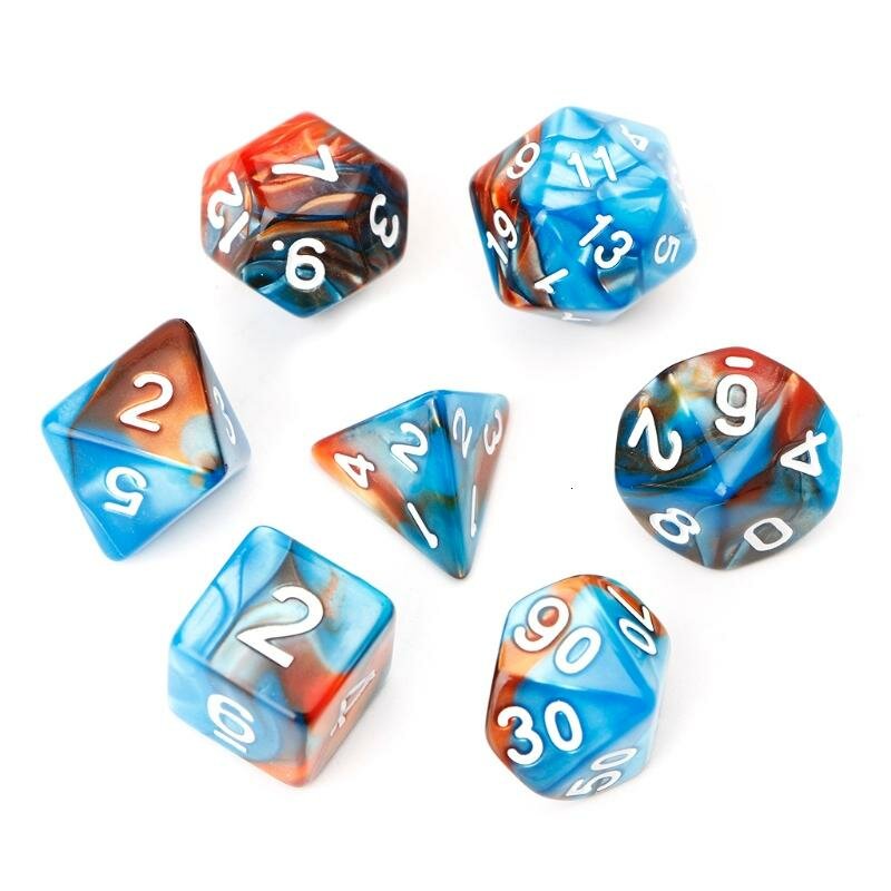 Акриловые многогранные кости для TRPG, 7 шт, Синий
