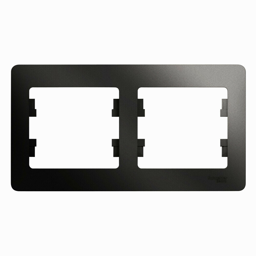 Рамка для розеток и выключателей Systeme Electric GLOSSA, 2 поста, горизонтальная, антрацит