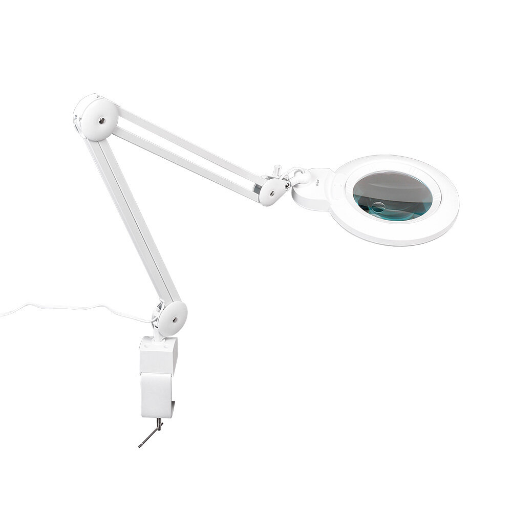 Лампа лупа Veber 8608D LED Bi-color со сменными линзами с подсветкой, настольная на струбцине (пантографе) для косметолога, ювелира, ремонта, макияжа, маникюра, рукоделия и пр.