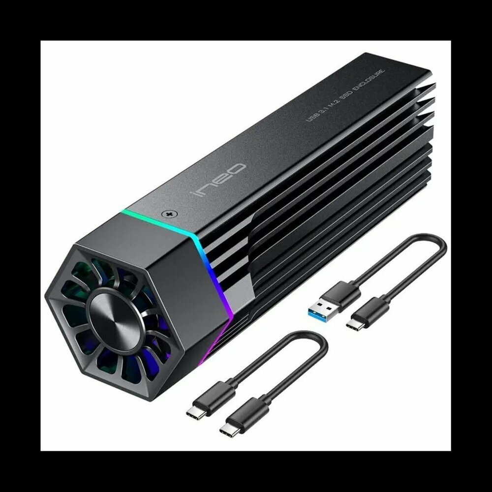 (Y X ) Корпус SSD с RGB-подсветкой M.2 NVME PCI-E на USB3.1 Gen2 Type-C JMS583 10Gbps Радиатор совместим 2280/2260/2242/2230