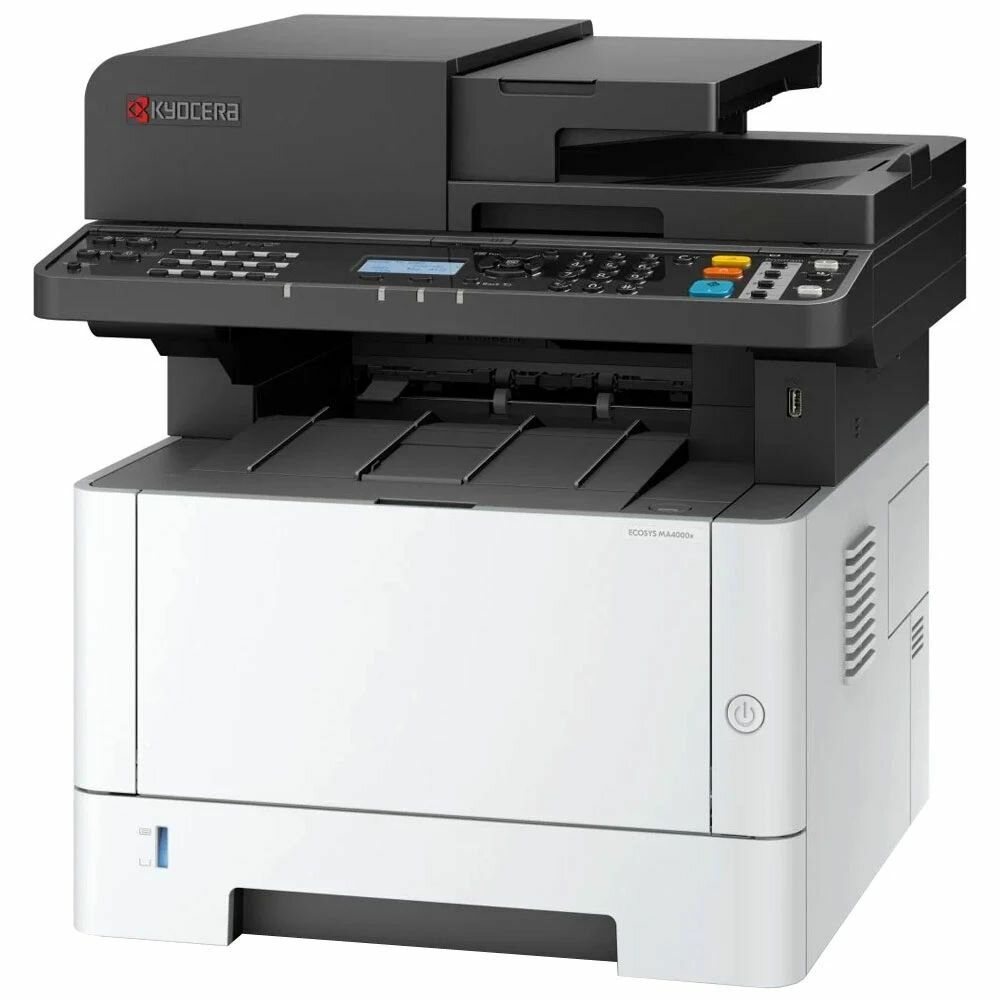 МФУ Kyocera Ecosys MA4000fx A4, лазерное, монохромное, 40стр/мин, 1200dpi, 1200МГц, 1500Мб, 512Гб, 50АПД, 250+100, USB/Ethernet (110C1B3NL0)