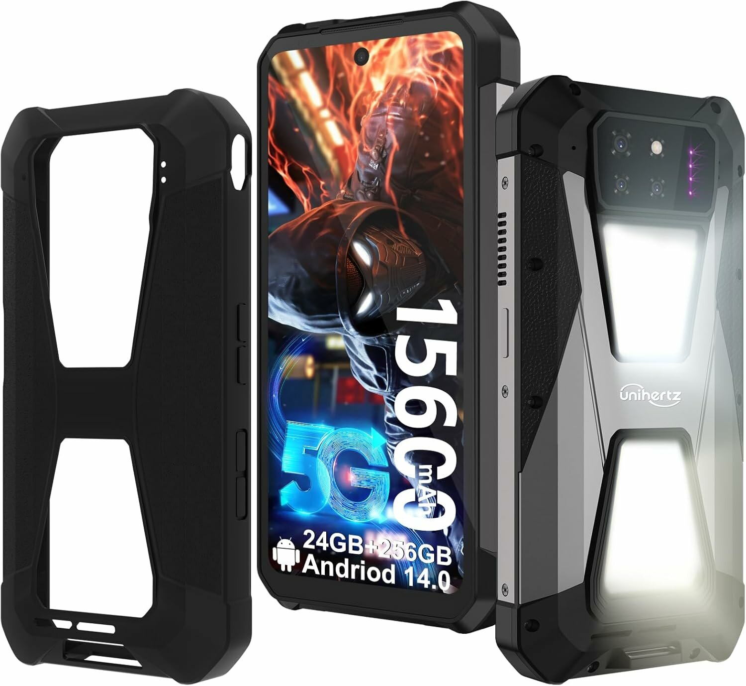 Защищенный смартфон Unihertz Tank 3s 5G, Android 13, 6,79-дюймовый экран, 12 ГБ 256 ГБ, 15600 мАч