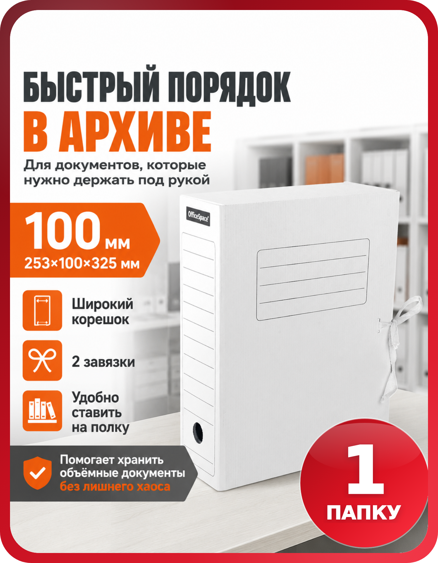 Для хранения документов: архивная папка на завязках, 1 шт