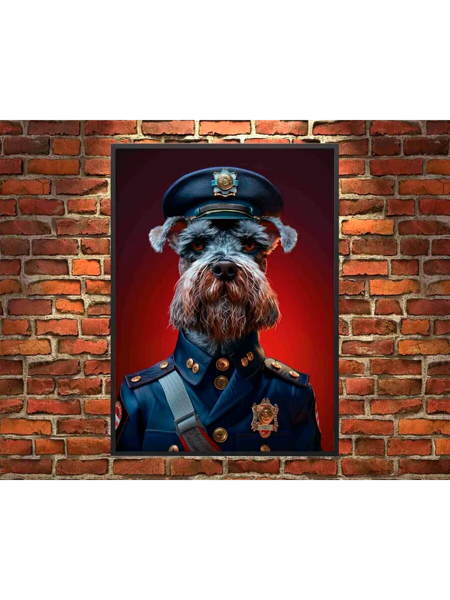 Фокстерьер жесткошерстная собака Полицейский 1, Плакат 30x42