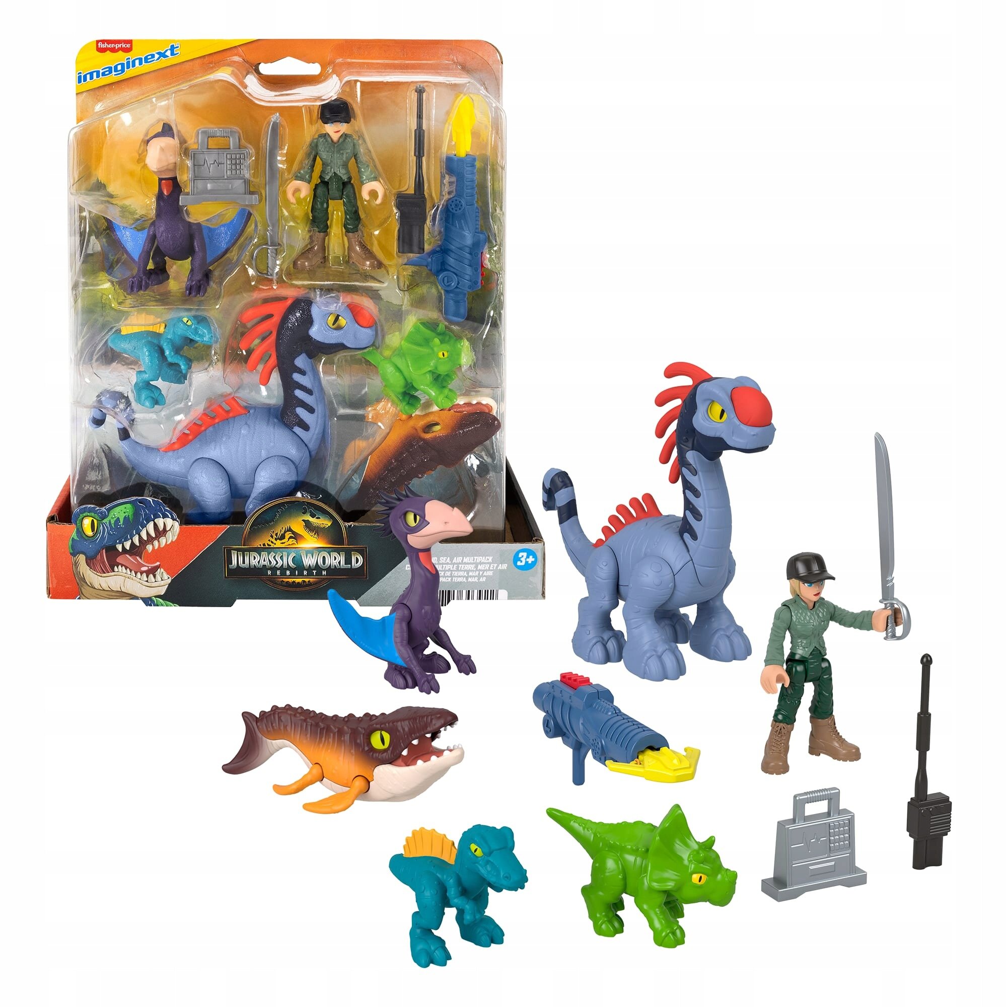 Набор фигурок динозавров Mattel Imaginext Jurassic World REBORN- Фигурки динозавров из фильма "Мир юрского периода", JFR25