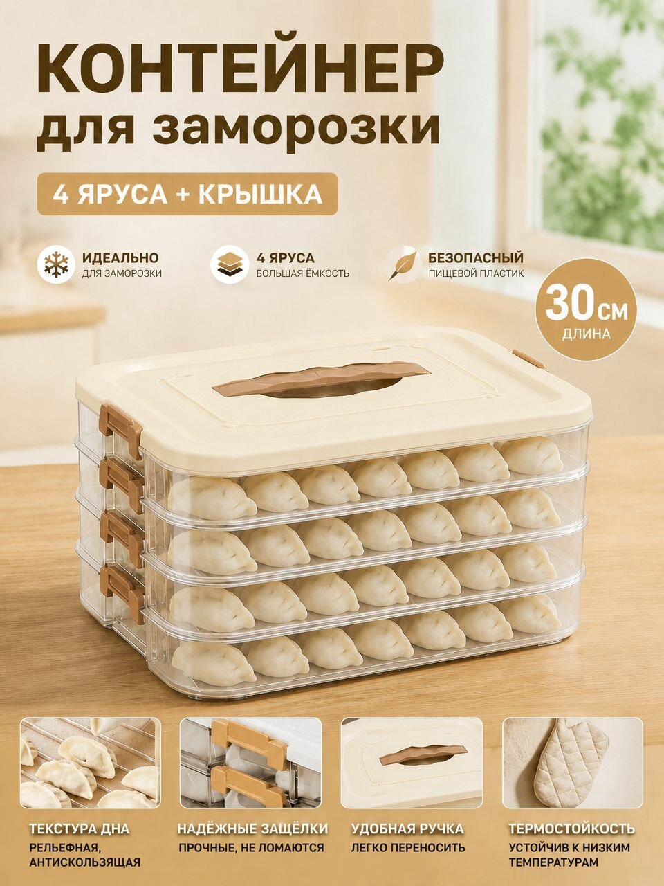Контейнер пищевой 30 см 5 шт пластик