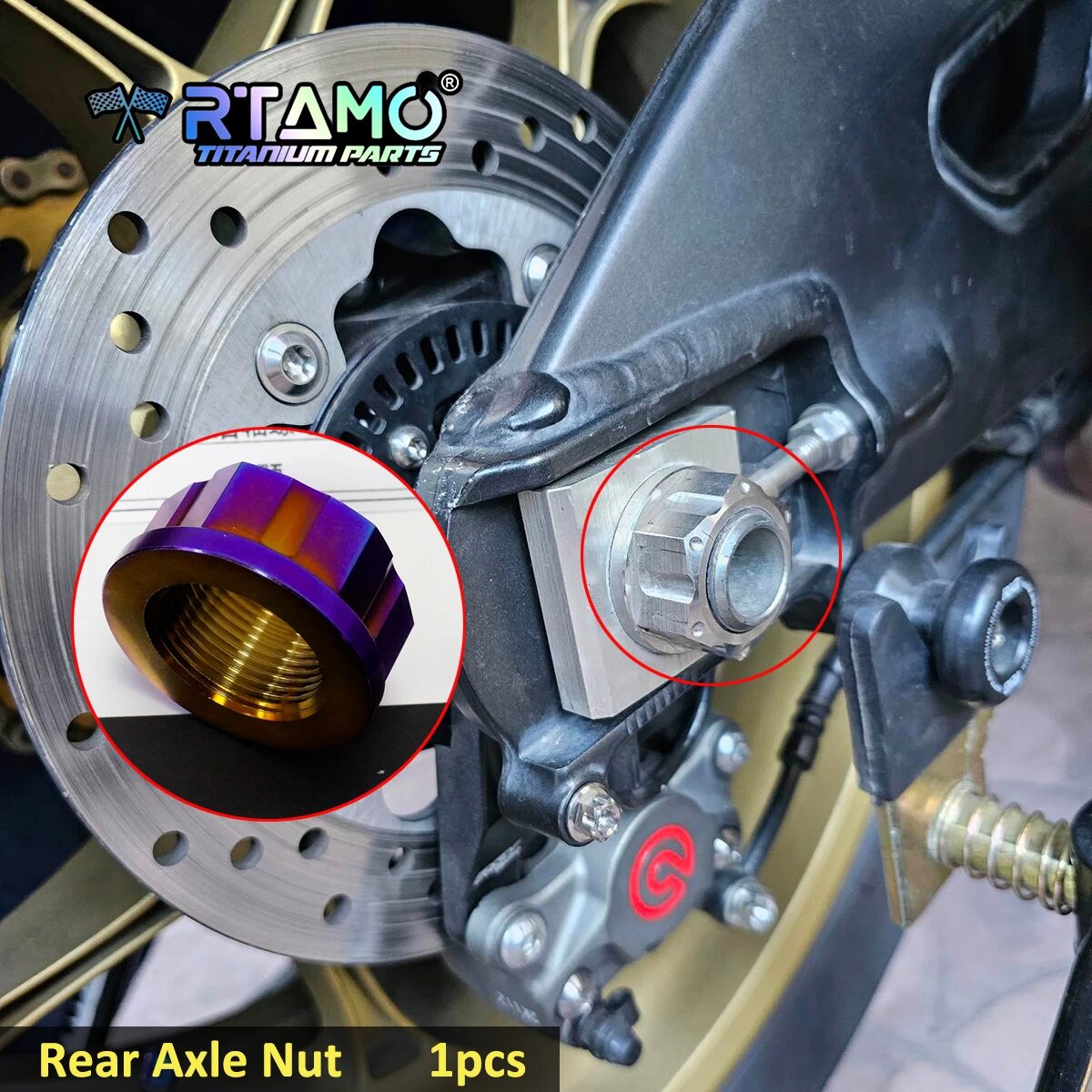 RTAMO Болты из титанового сплава Gr5, задний тормозной диск, болт, ось, Rear Axle Nut, Burnt blue