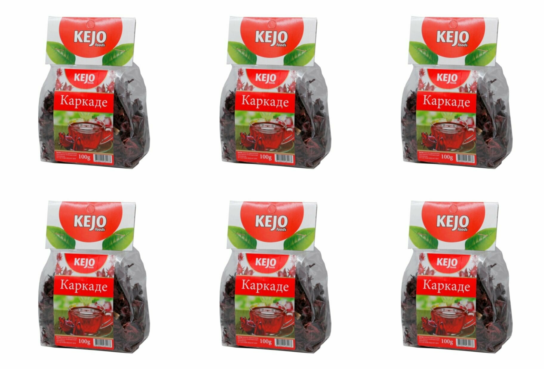KEJOfoods Чайный напиток Каркадэ, 100 г, 6 уп.