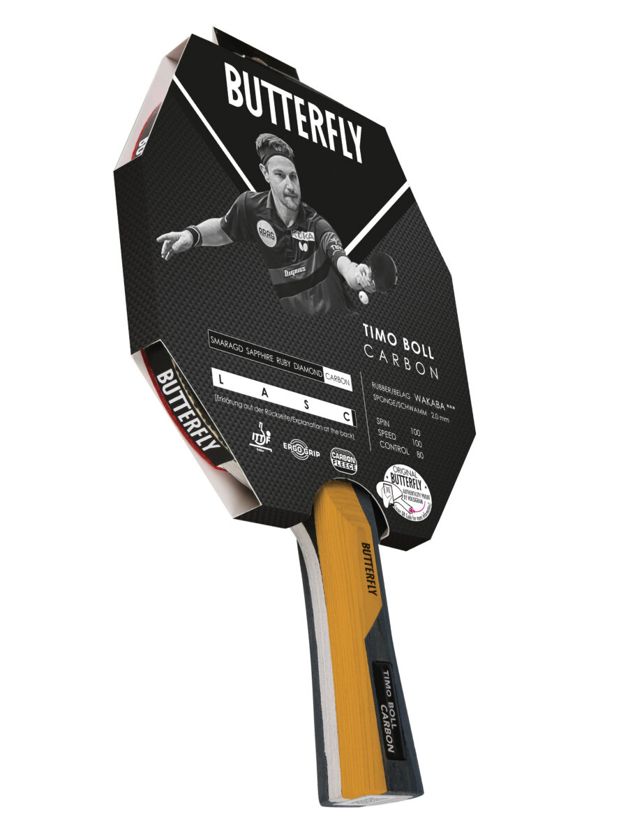 Ракетка для настольного тенниса Butterfly Timo Boll Carbon, ручка коническая