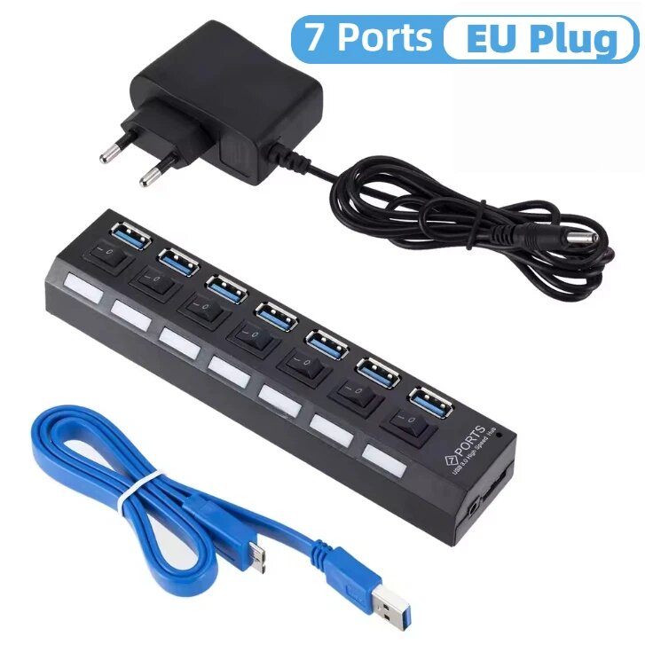 USB 3.0 HUB 7 портов with EU Plug