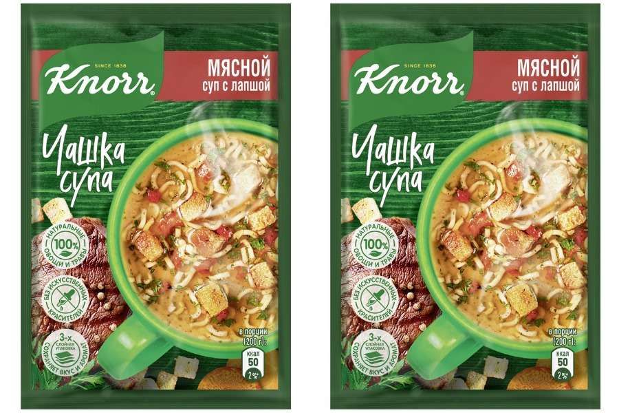 Кнорр Чашка супа Мясной с лапшой быстрого приготовления, 14 г, 2 шт