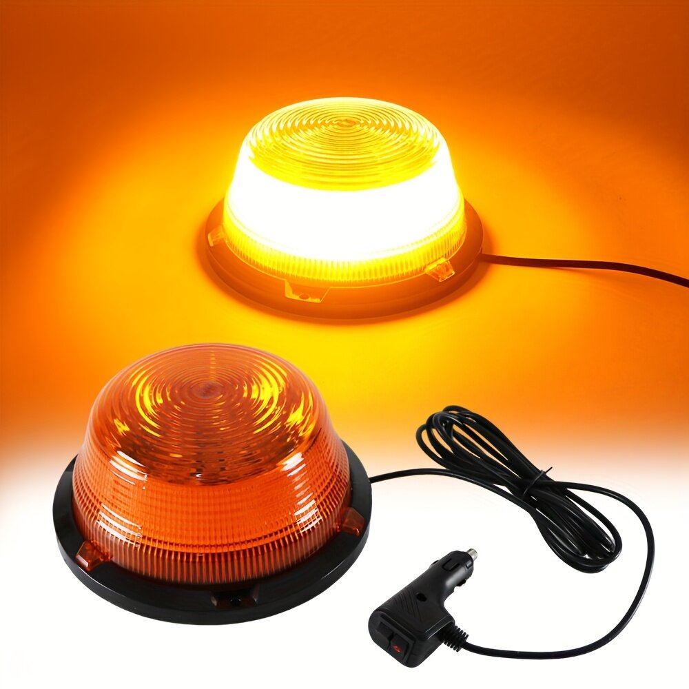 Вращающийся аварийный световой бар 12V-24V, 90 LED, круглый, жёлтый, для погрузчиков, автомобилей, грузовиков и автобусов
