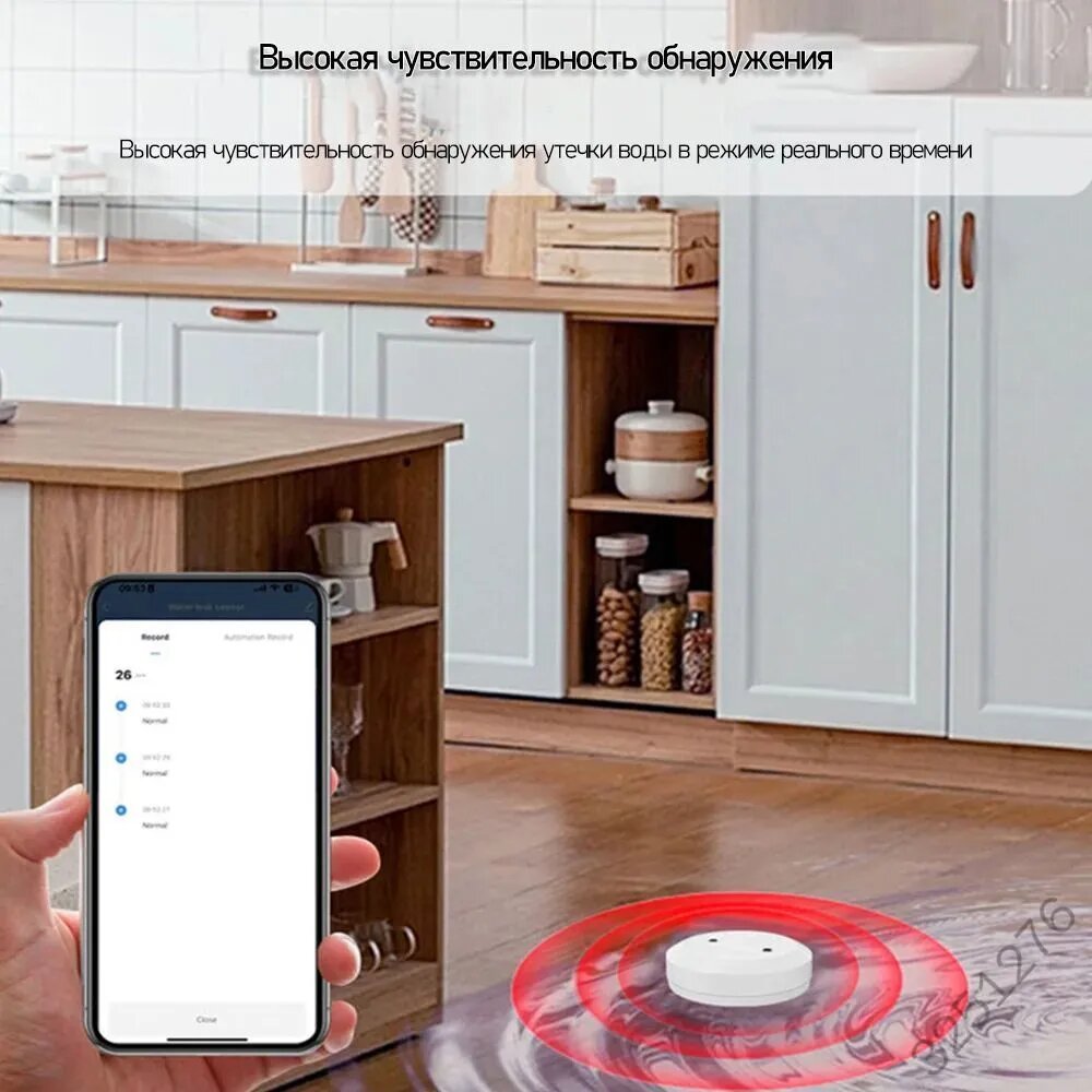 Датчик умного дома Zigbee для мониторинга утечки воды и низкого уровня воды, работает с Amazon Alexa, eWeLink — фото 1