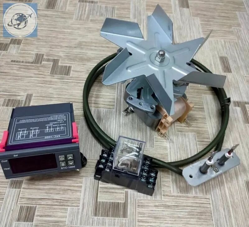 Комплект для конвекции коптильни: вентилятор 150 мм, ТЭН 1.3 кВт, терморегулятор STC1000