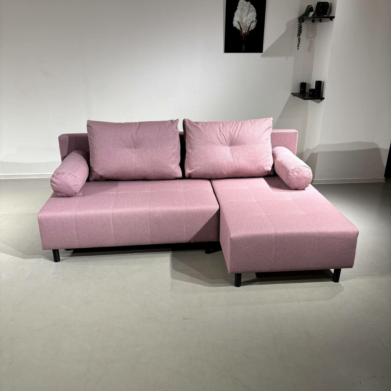 Диван, Диван-кровать Арни угловой, розовый nice, механизм еврокнижка, взаимозаменяемый угол 195х130х70 см