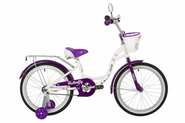 Детский велосипед Novatrack Butterfly 20" (2026) 20 Бело-фиолетовый (115-128 см)