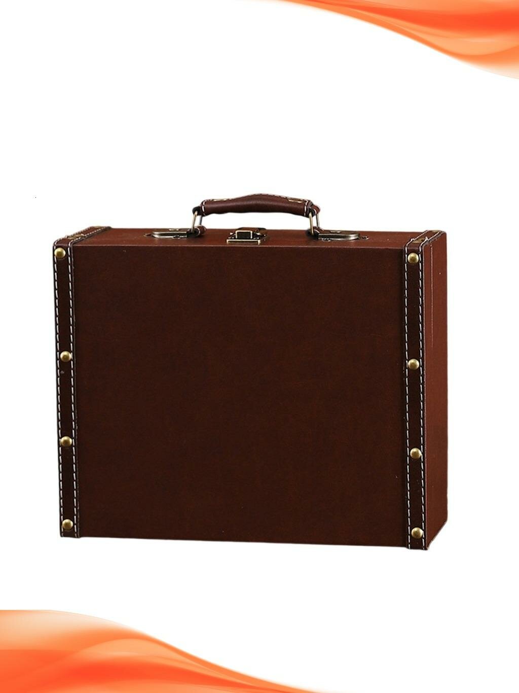 Кожаный чемодан-сундук, Коричневый большого размера