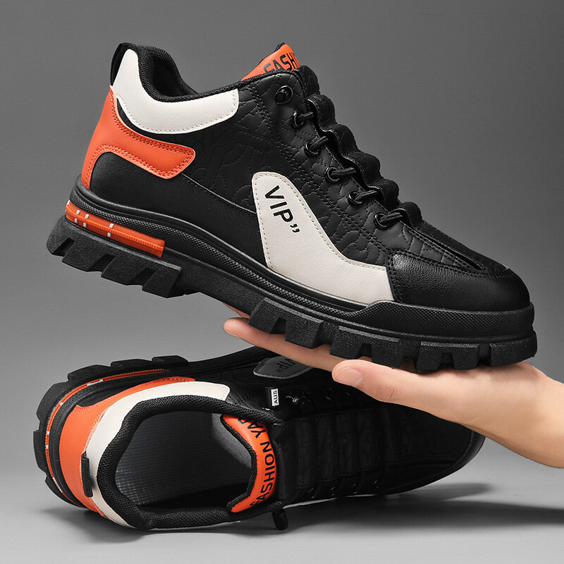 LUO Обувь мужская Осенняя для подростков Толстая подошва доска обувь/black orange