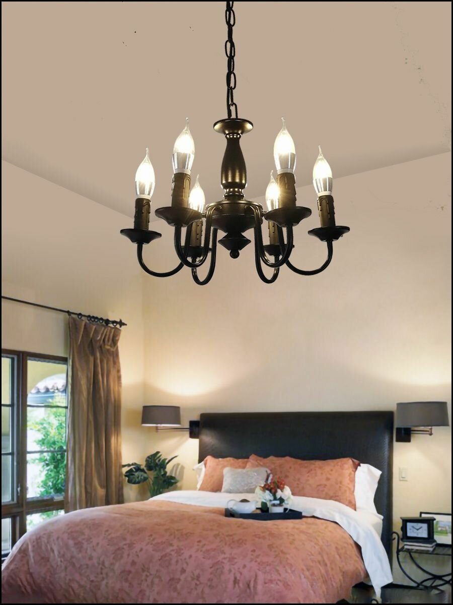 Люстра на кухню, многоквартирный дом, гостиная, спальня, черное, Люстра подвесная, E14, 40 Вт