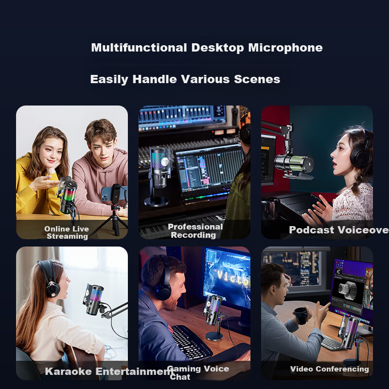 Haomuren игровой микрофон с шумоподавлением USB-подключение для стриминга и записи Цвет：Микрофон для игр с