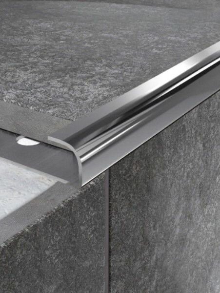 Профиль для плитки С-образный Нержавеющая сталь Полированная 10 мм, наружный уголок 2700 мм