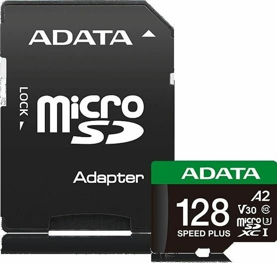 Флеш карта A-DATA microSDXC 128GB Speed Plus V30 A2 + адаптер (UD128GUI3V30A2SP-RA1)