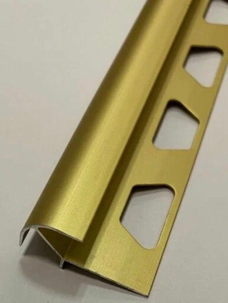 Алюминиевый профиль под плитку Золото матовое для внешних углов 12х12 мм, Анодированный 2700 мм -1 шт