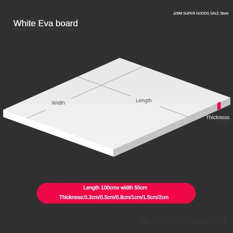 Листы пенопласта EVA DUTRIEUX 100cmx50cmx1cm, 1pc White