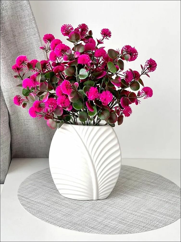 2 куста "Букет пурпурной шаровидной декоративной зелени", 35 см, для декора, искусственные цветы, для кладбища