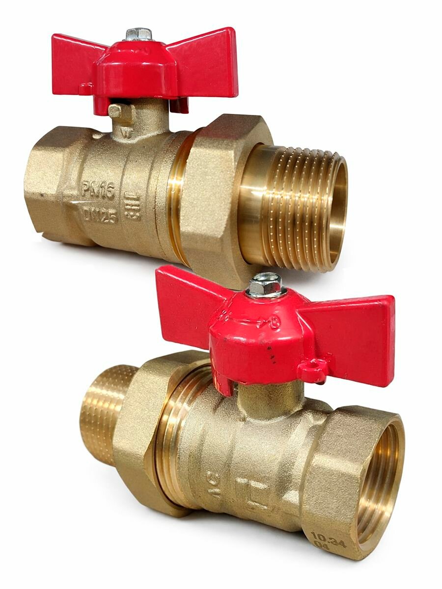 Кран шаровой 1" американка бабочка Ду25 Ру16 (11Б27п1) - 2 штуки