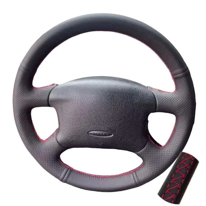 Мягкий Перфорированный Кожаный Чехол На Руль Для VW Golf 4 MK4 1998-2004 Passat B5 Red Thread