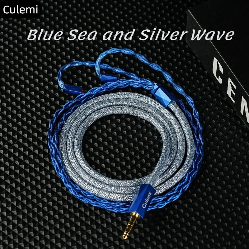 Culemi Синяя морская и серебряная волна кабель для наушников 0.78 2pin 4.4mm