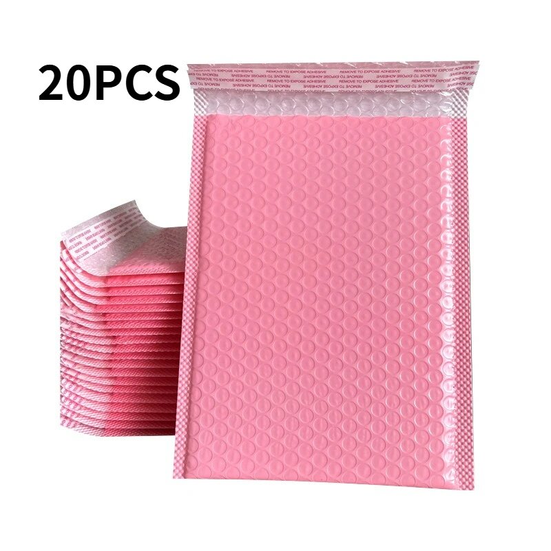 Водонепроницаемые самозапечатывающиеся почтовые конверты с пузырьками 20 шт. Розовый, 29X36CM-Pink