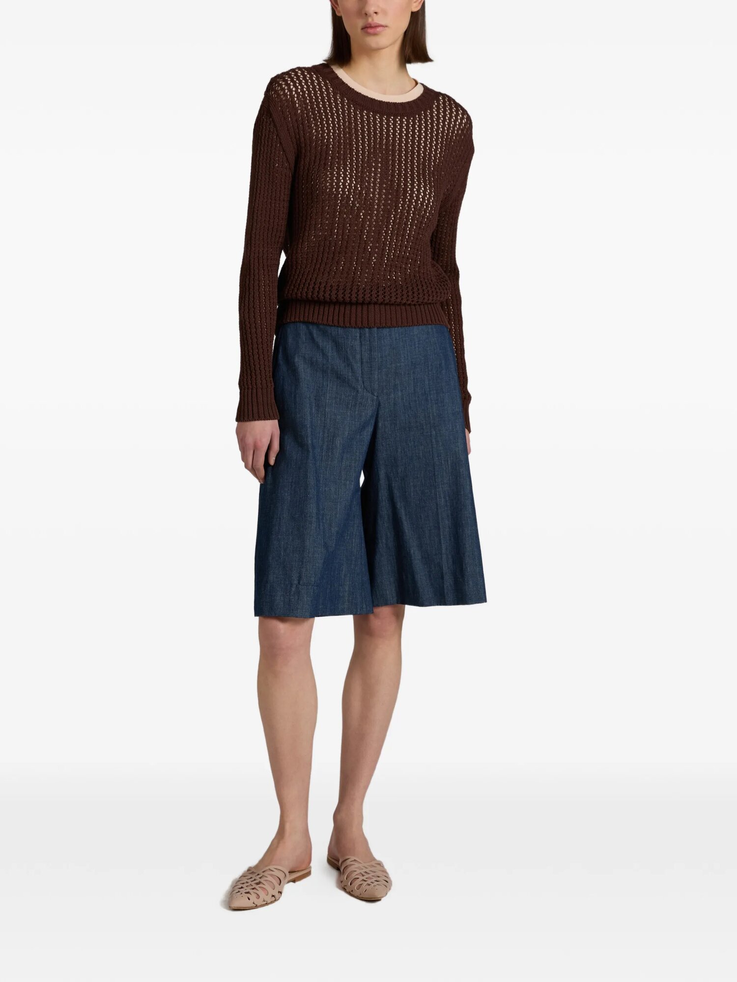 Шорты Slowear Wide-leg bermuda shorts, размер 38, синий — фото 1