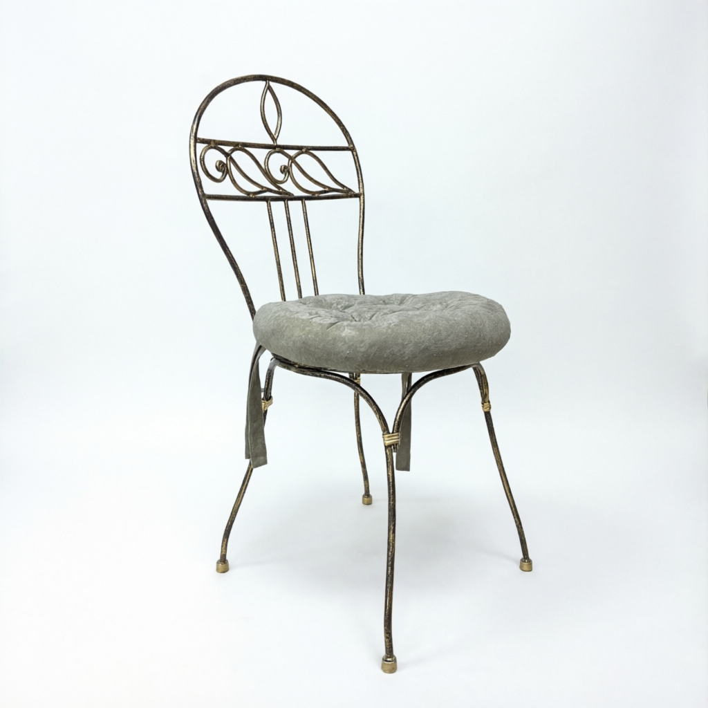 Стул обеденный Аврора №2 кованый цвет шоколад+патина солнечное золото, набивная подушка сиденья