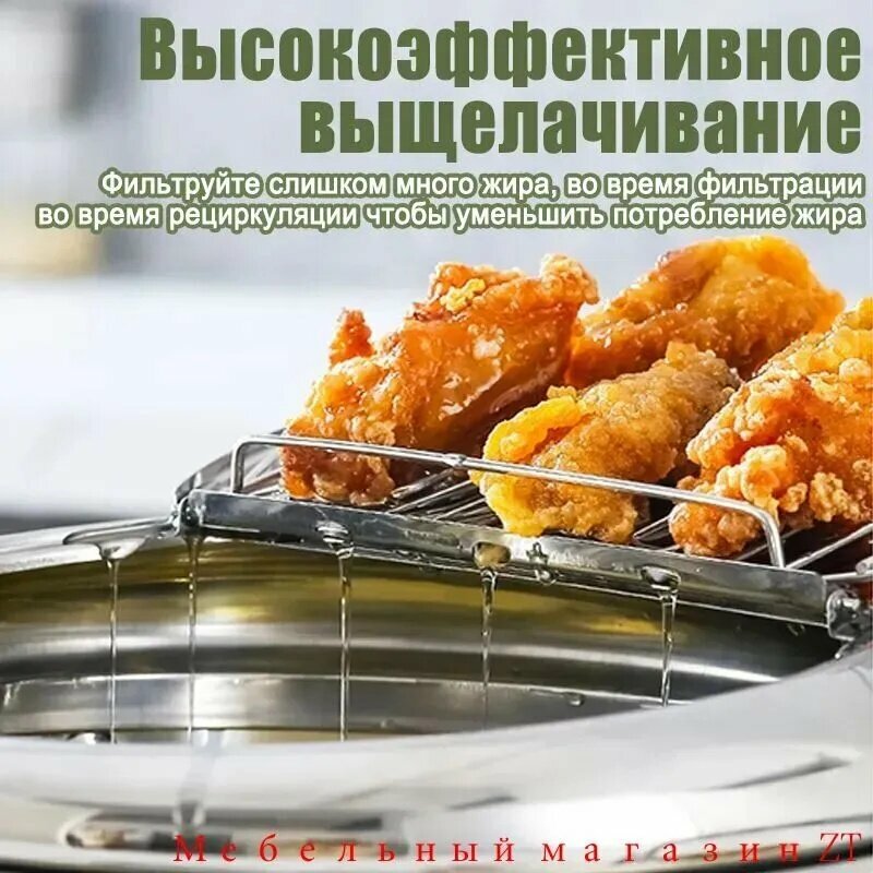 Мини-фритюрница из нержавеющей стали с термометром для жарки картофеля, мяса и овощей