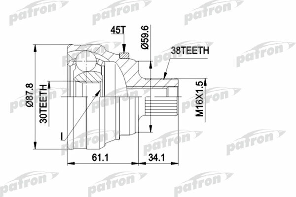 ШРУС наружн к-кт 38x59.5x30 ABS:45T AUDI: 100 с и