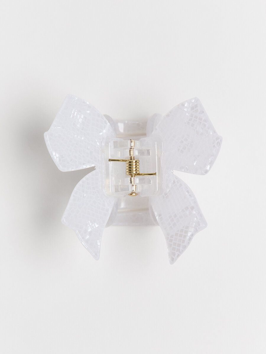 Заколка-крабик Befree, для волос, в виде банта, пластик/металл, белая