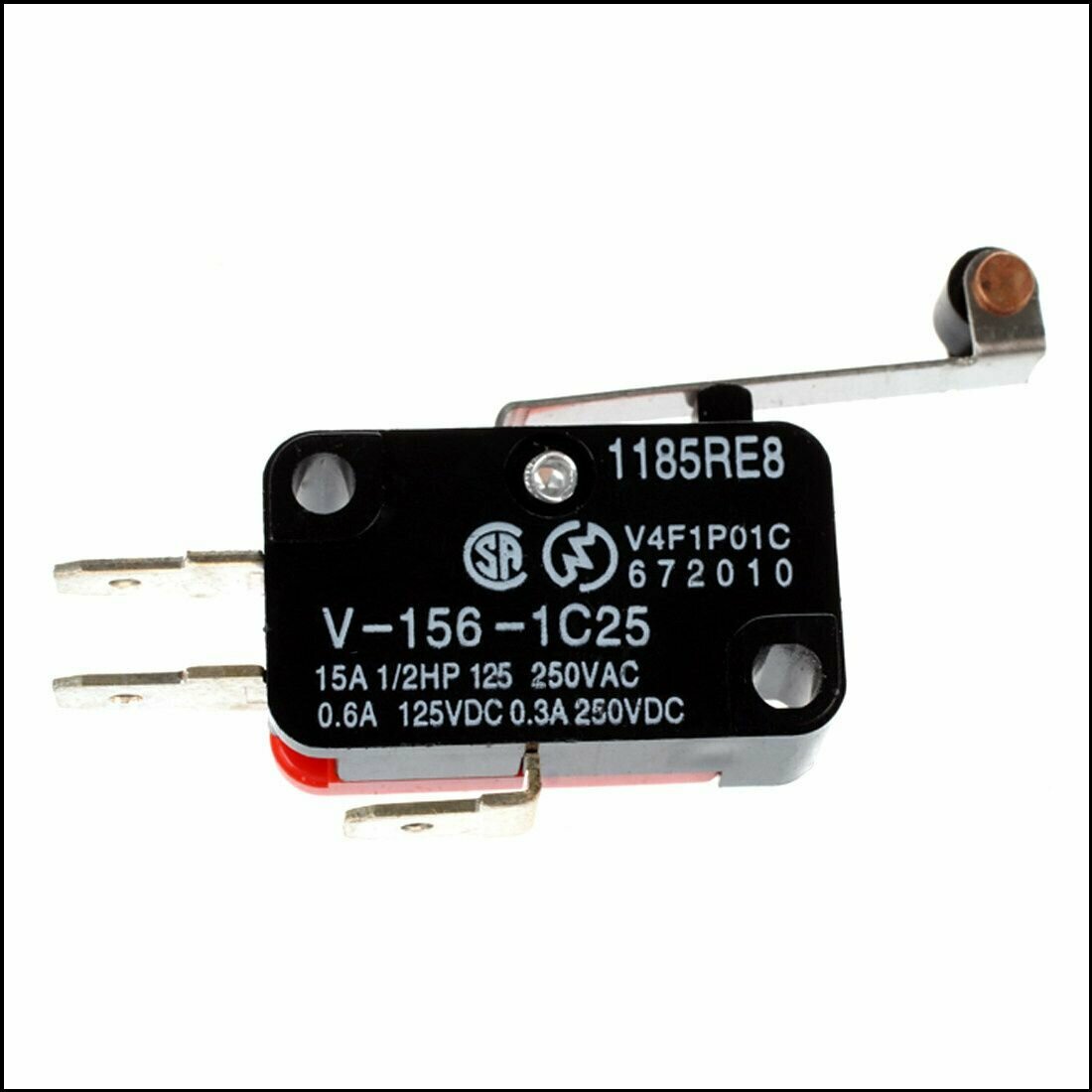 Мини-концевой выключатель с длинным шарниром, роликовым рычагом, SPDT, мгновенного действия, LOT - красный и черный