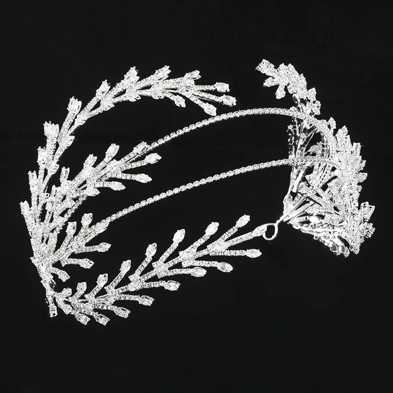 Свадебная диадема с кубическим цирконием, Metal color: as picture