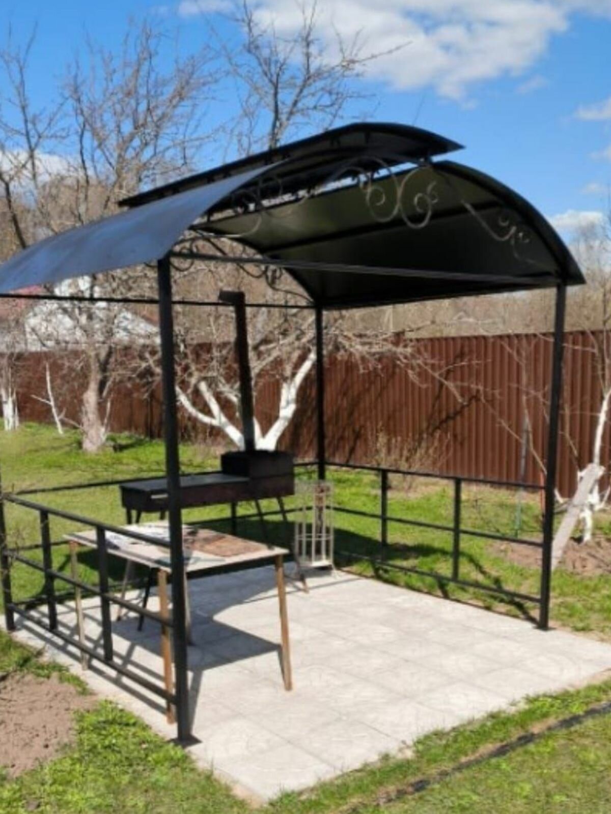 Навес-беседка Mangal Gold "весеня", каркас металл, цвет чёрный